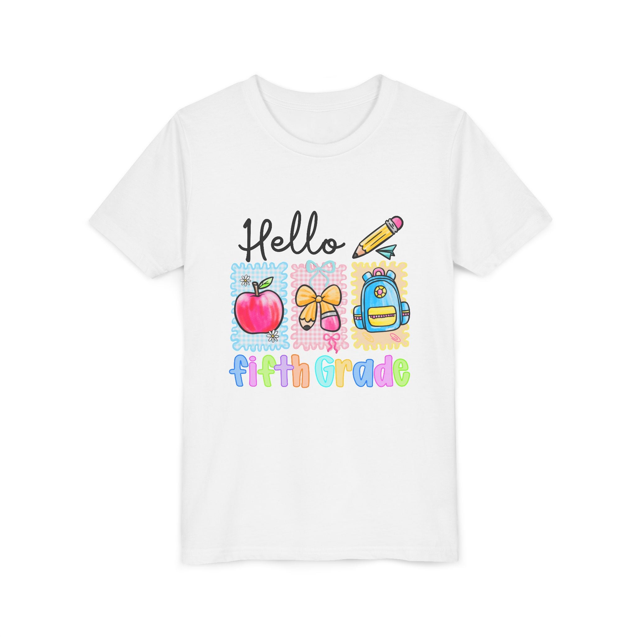 HELLO 5TH GRADE, T-shirt, back to school, youth – Made by Mimi